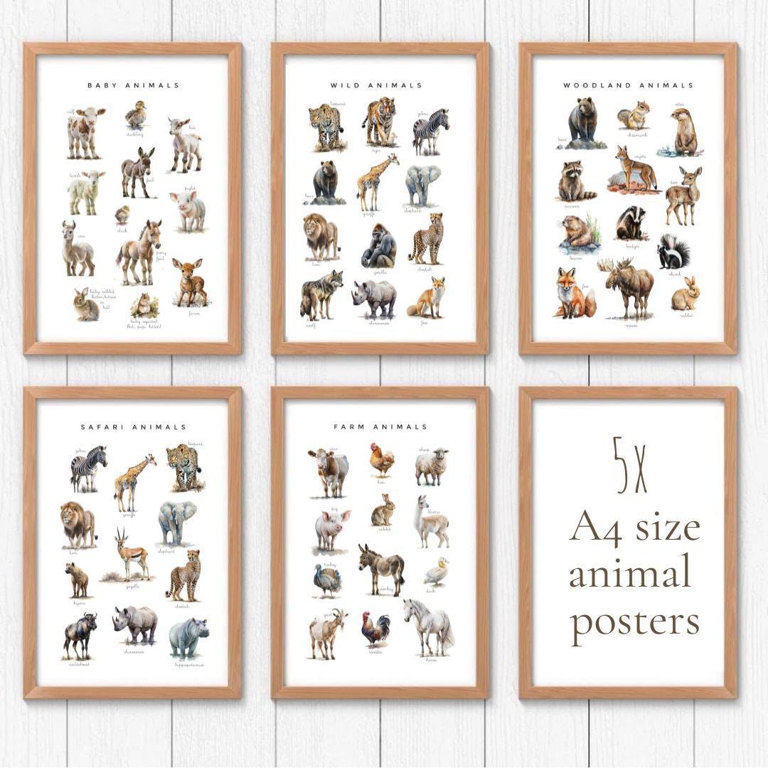 Animal Posters for Kids | A4 Size Educational Wall Art Prints | Farm ...