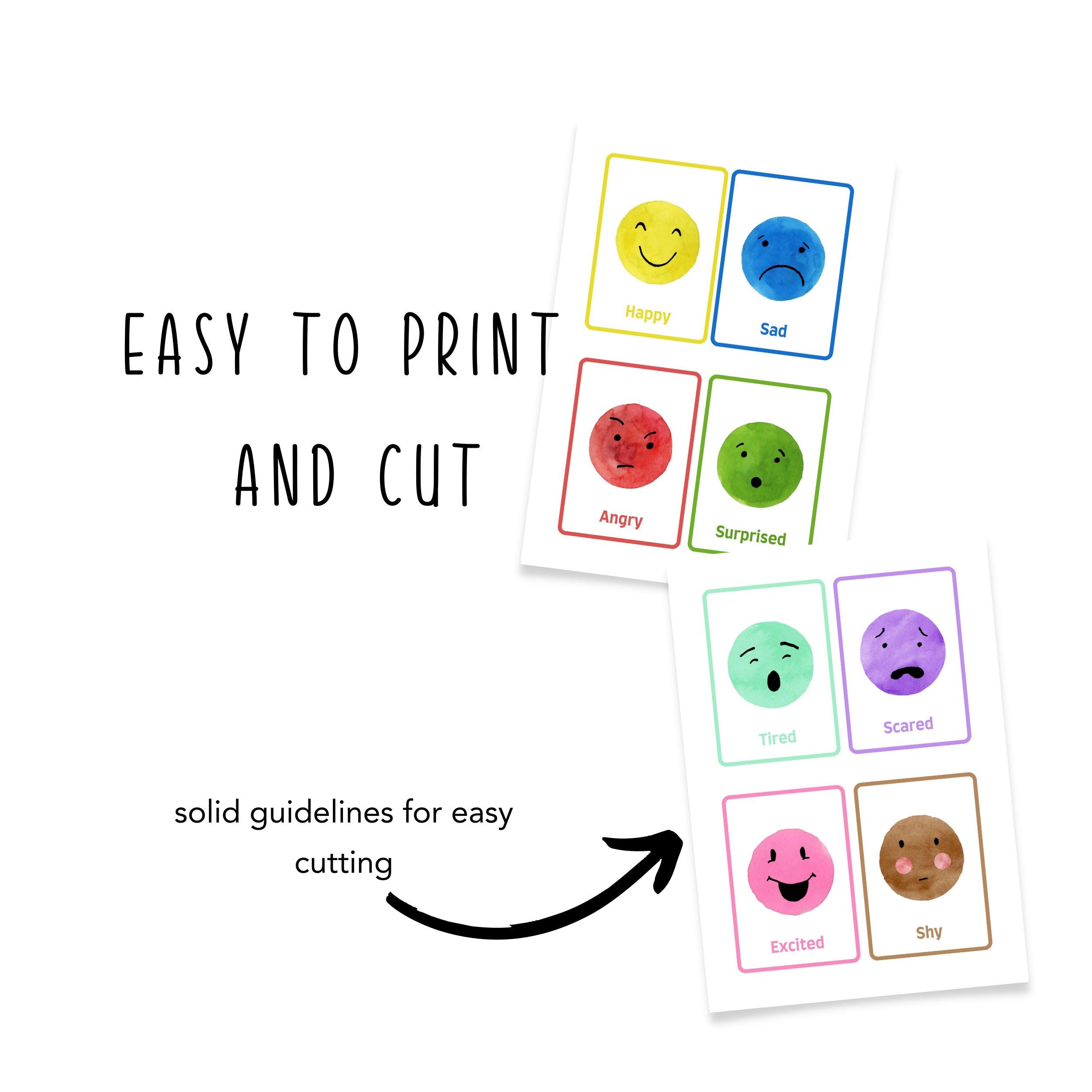 Emotion Flashcards: Watercolor Faces, Preschool Learning (PDF & JPG) - Etsy