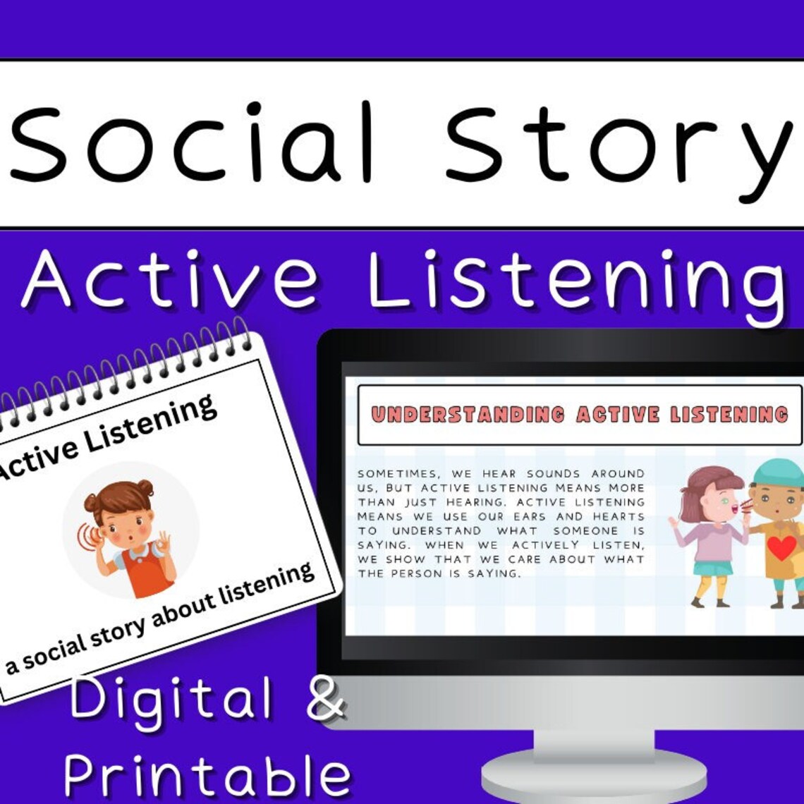Social Story | Active Listening | Social Skills - Etsy