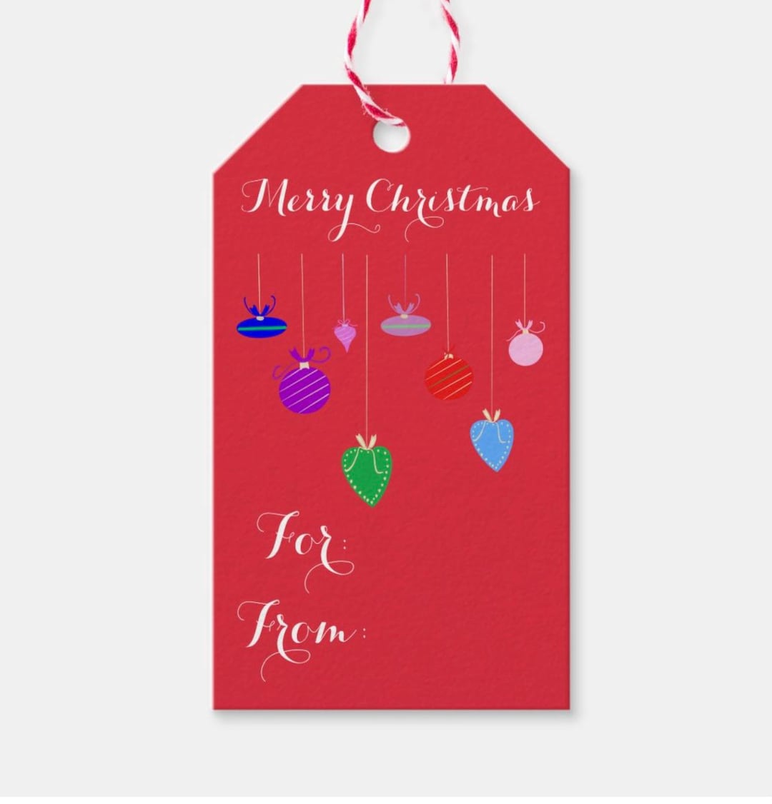 Christmas Gift Tags Set of 5 Colorful Christmas Ornaments Red Holiday ...