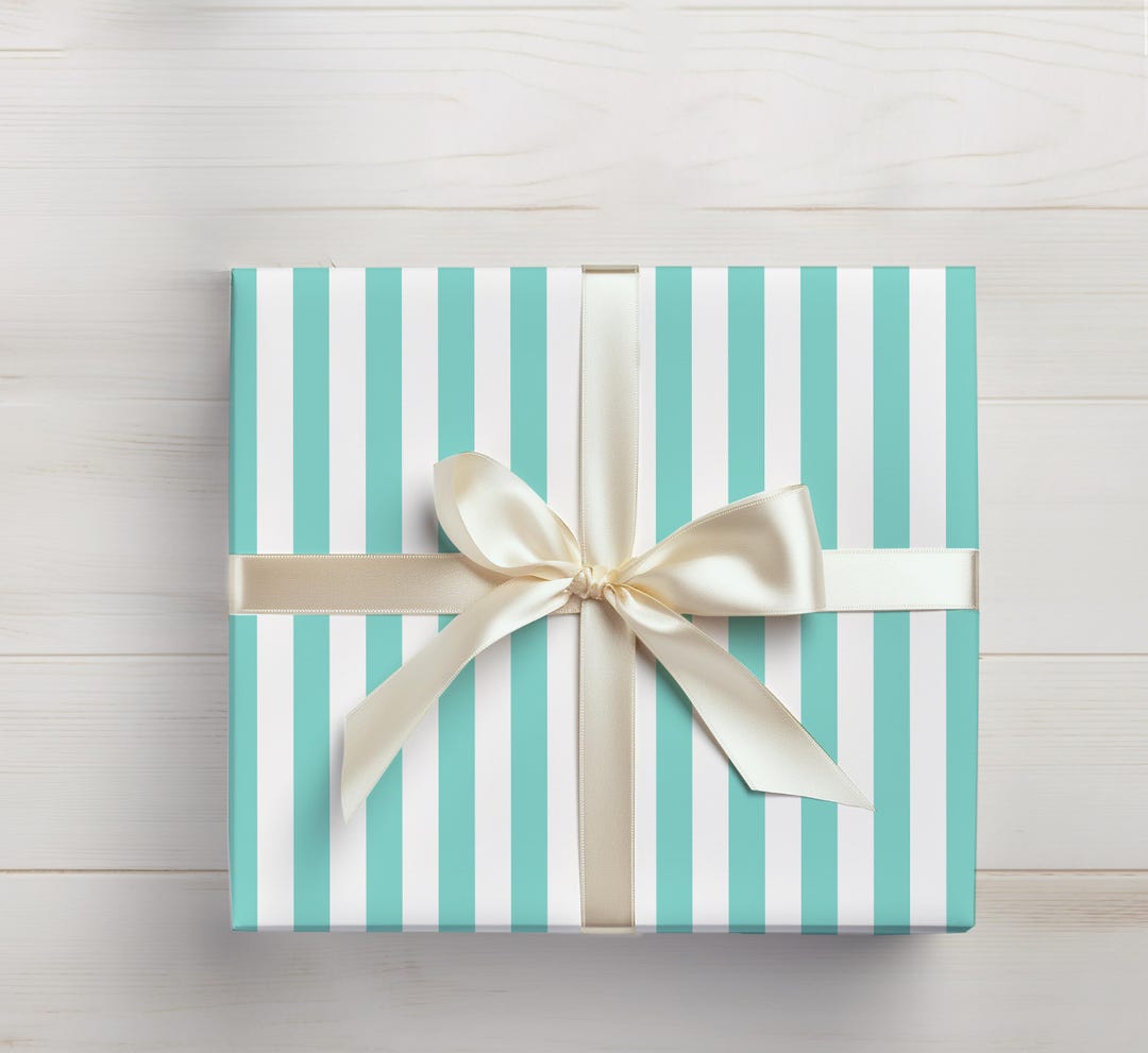 Robin Egg Blue Striped Wrapping Paper Sheets, All Occasion Gift Wrap - Etsy
