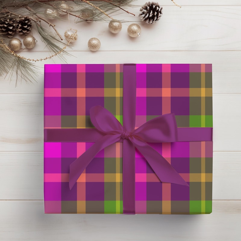Pink Wrapping Paper Plaid - Etsy