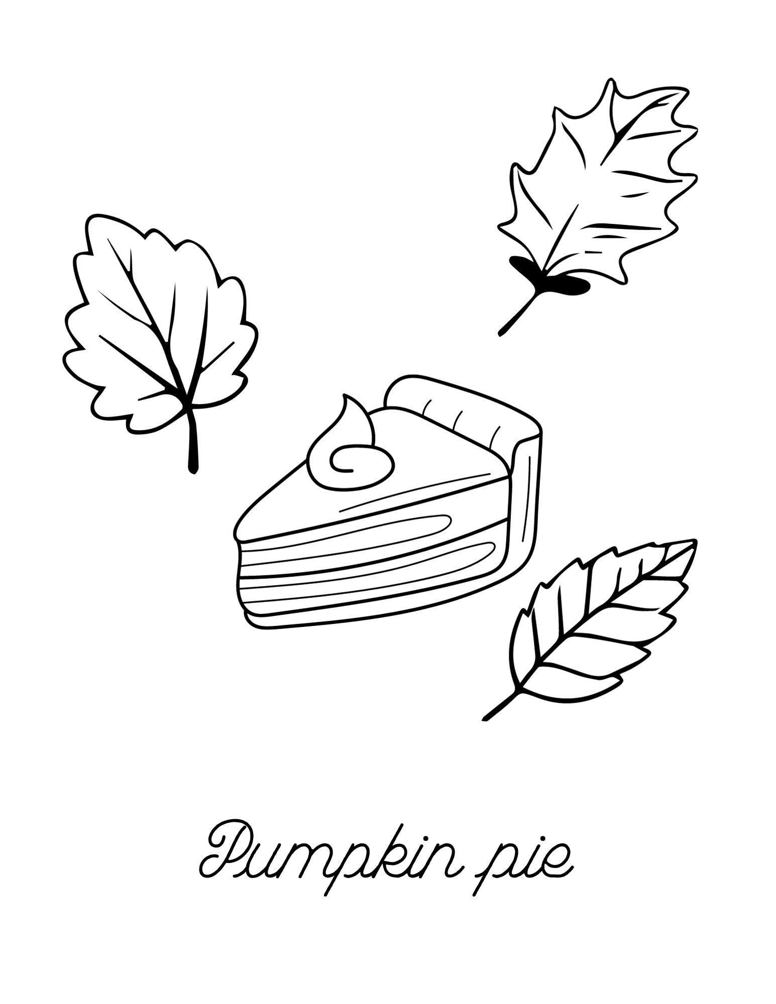 Pumpkin Pie Coloring Page - Etsy
