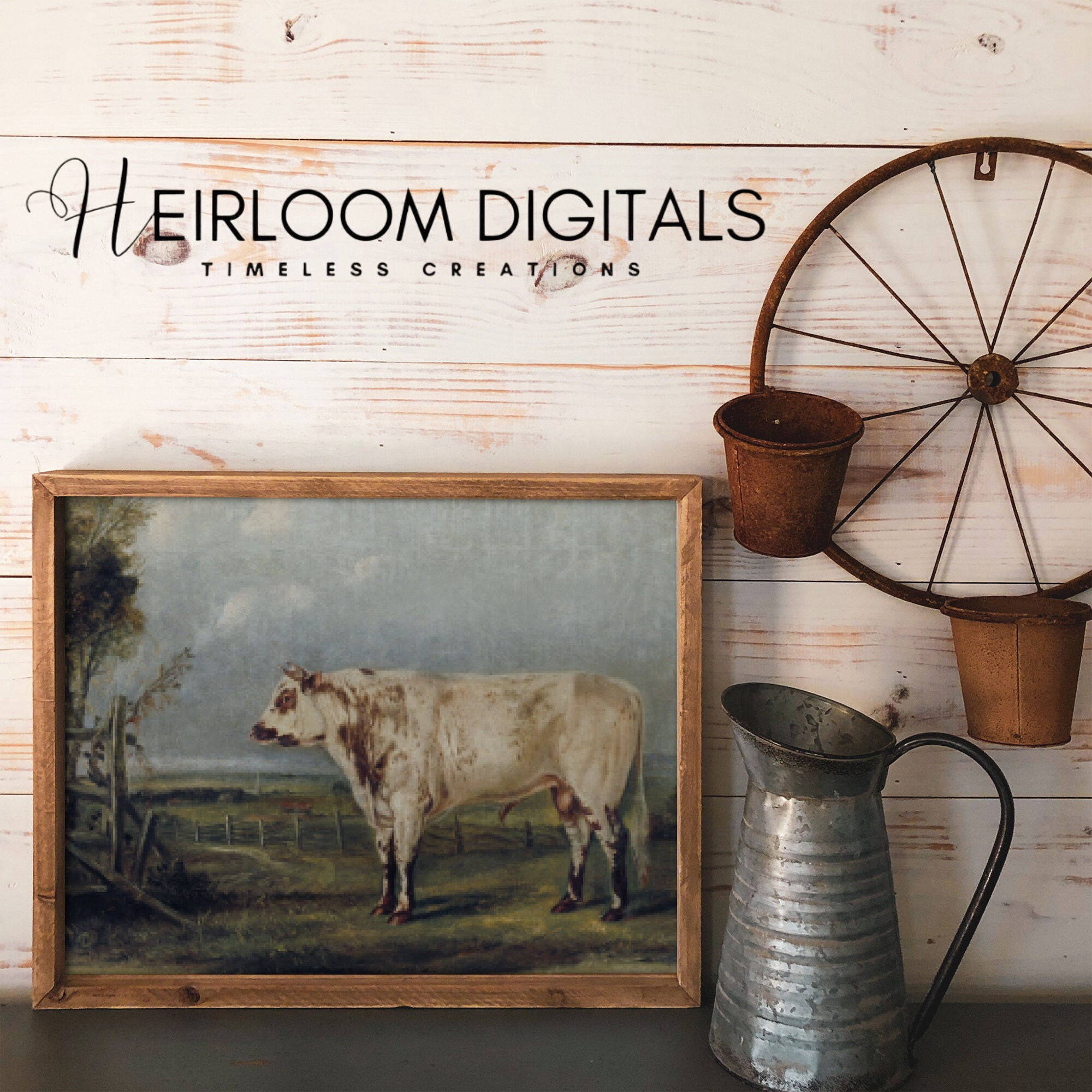 Vintage Cow Print DIGITAL Art Farm Decor Prints for County Decor, Kitchen Wall Art Antique ...