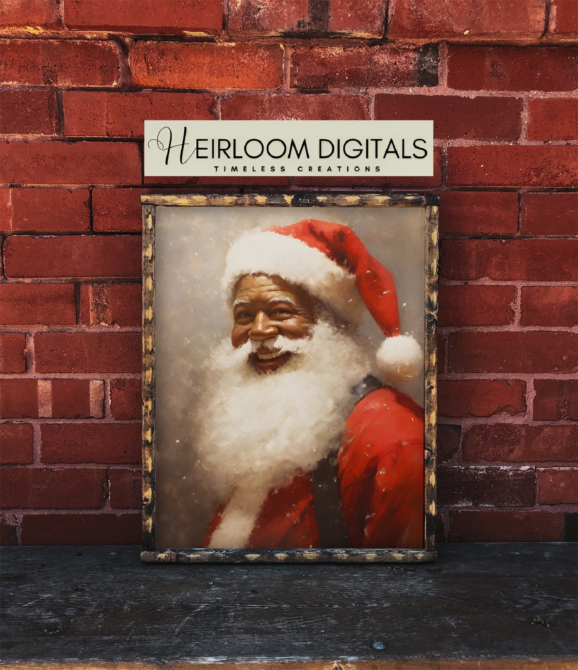 African American Santa Black Santa Claus Art Print African American Wall Art Digital African ...
