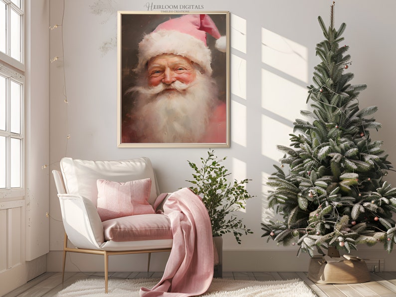 Retro Vintage Pink Christmas Images Gallery Set of 10 Winter Digital ...