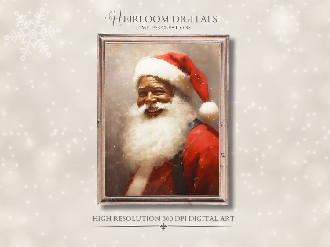 African American Santa Black Santa Claus Art Print African American ...