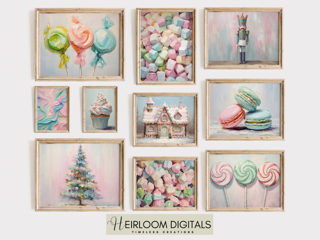 Candy Christmas Land Gallery Digital Art Prints, Set of 10, Pastel ...