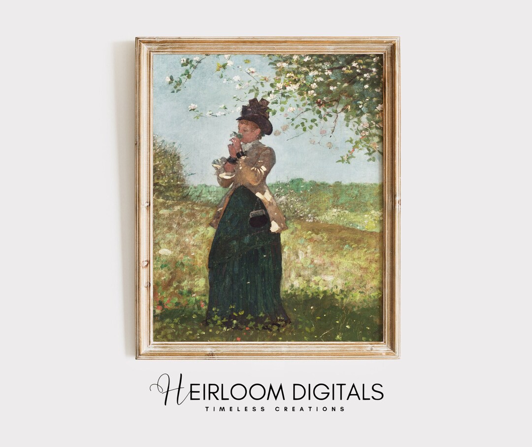 Vintage Spring Printable Wall Art 1800s Woman Under Spring Blossoms ...