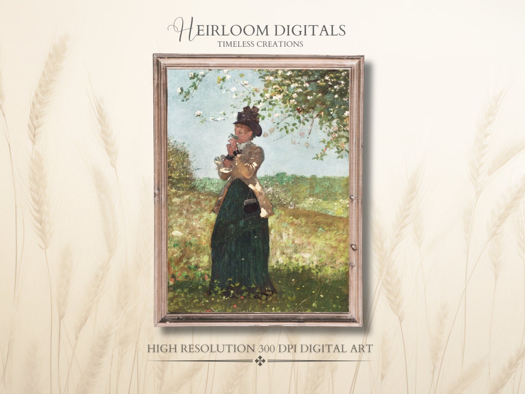 Vintage Spring Printable Wall Art 1800s Woman Under Spring Blossoms ...