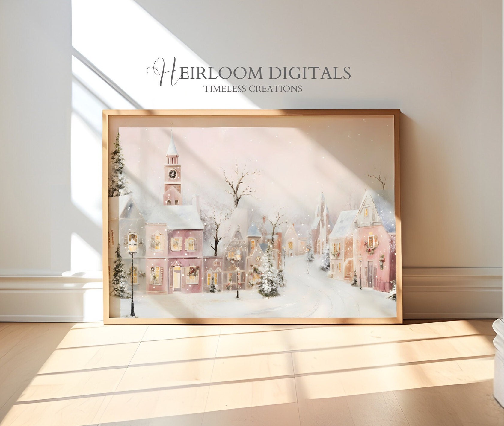 Retro Vintage Pink Christmas Images Gallery Set of 10 Winter Digital ...