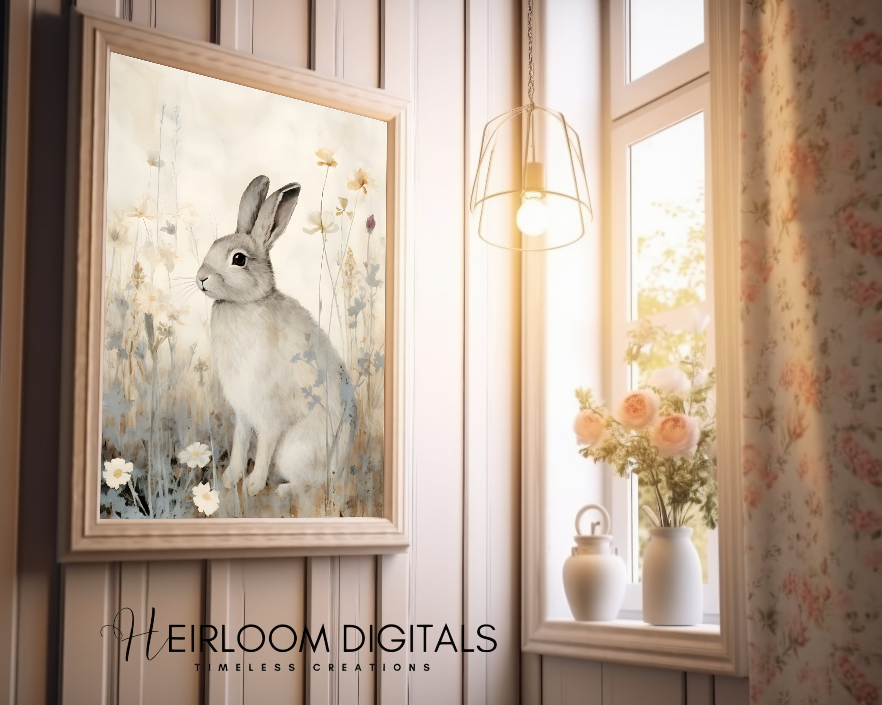 Easter Gallery Wall Set of 9, Watercolor Painting Easter DIGITAL Art ...