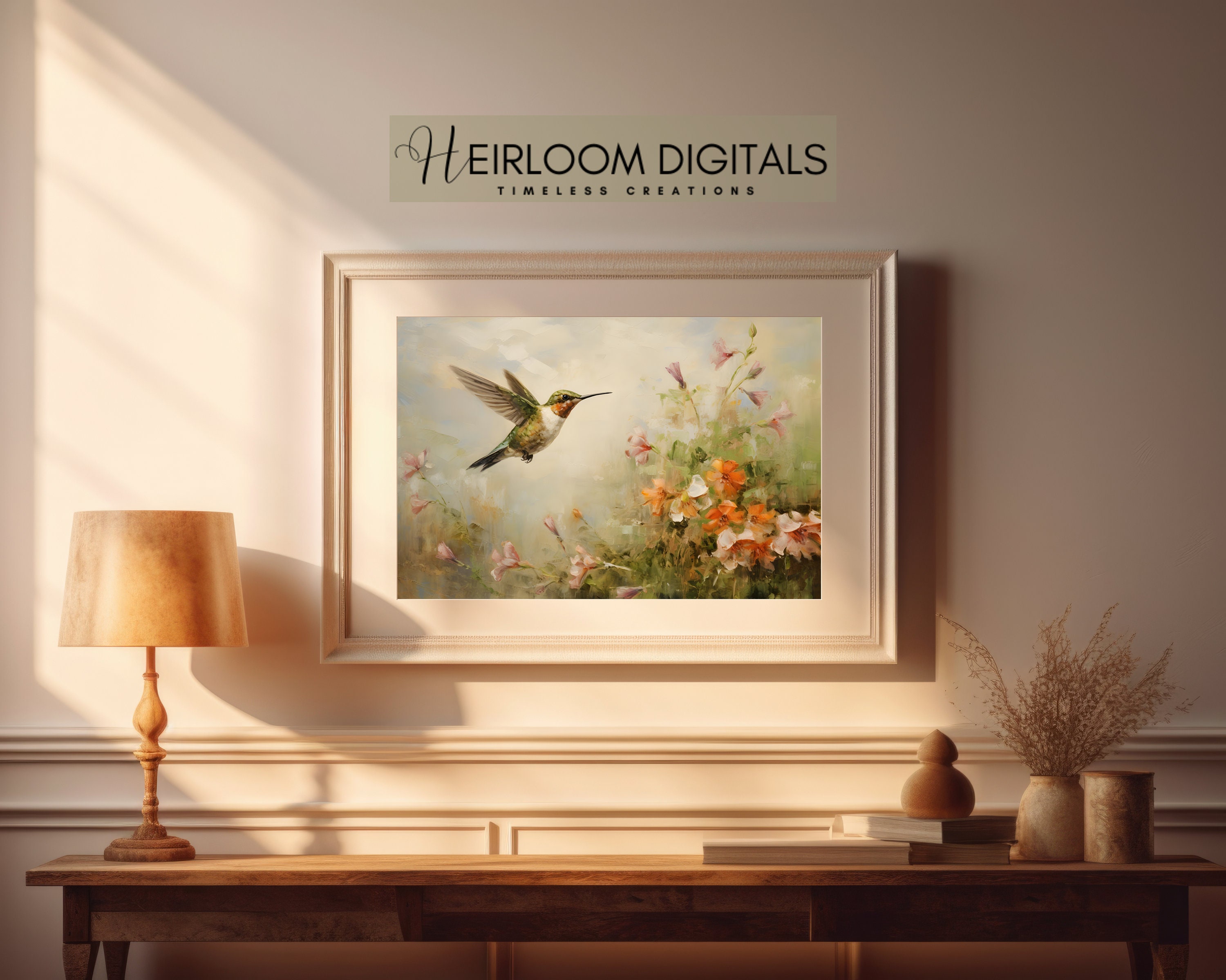 Vintage Hummingbird Digital Art Print Floral Print Hummingbird Decor ...