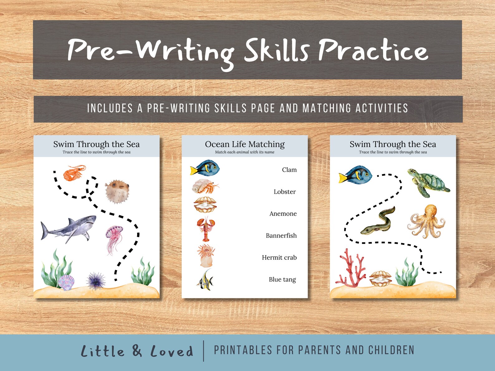 Ocean Life Themed Preschool, Kindergarten, and First Grade Worksheets ...