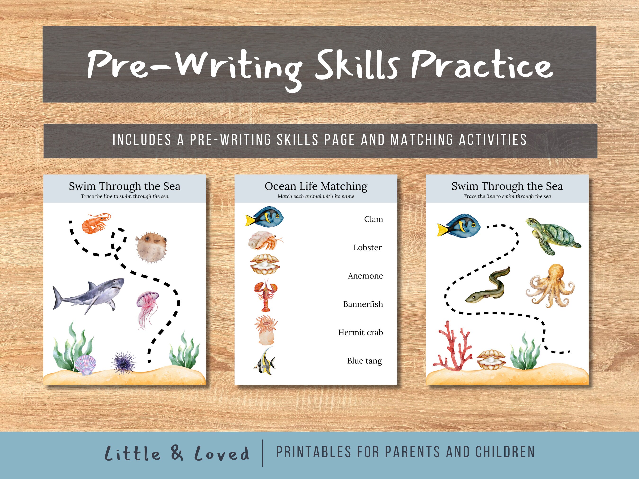 Ocean Life Themed Preschool, Kindergarten, and First Grade Worksheets ...