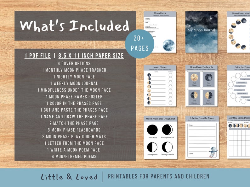 Moon Journal Pages for Kids, Homeschool Printables, Moon Phase Tracker ...