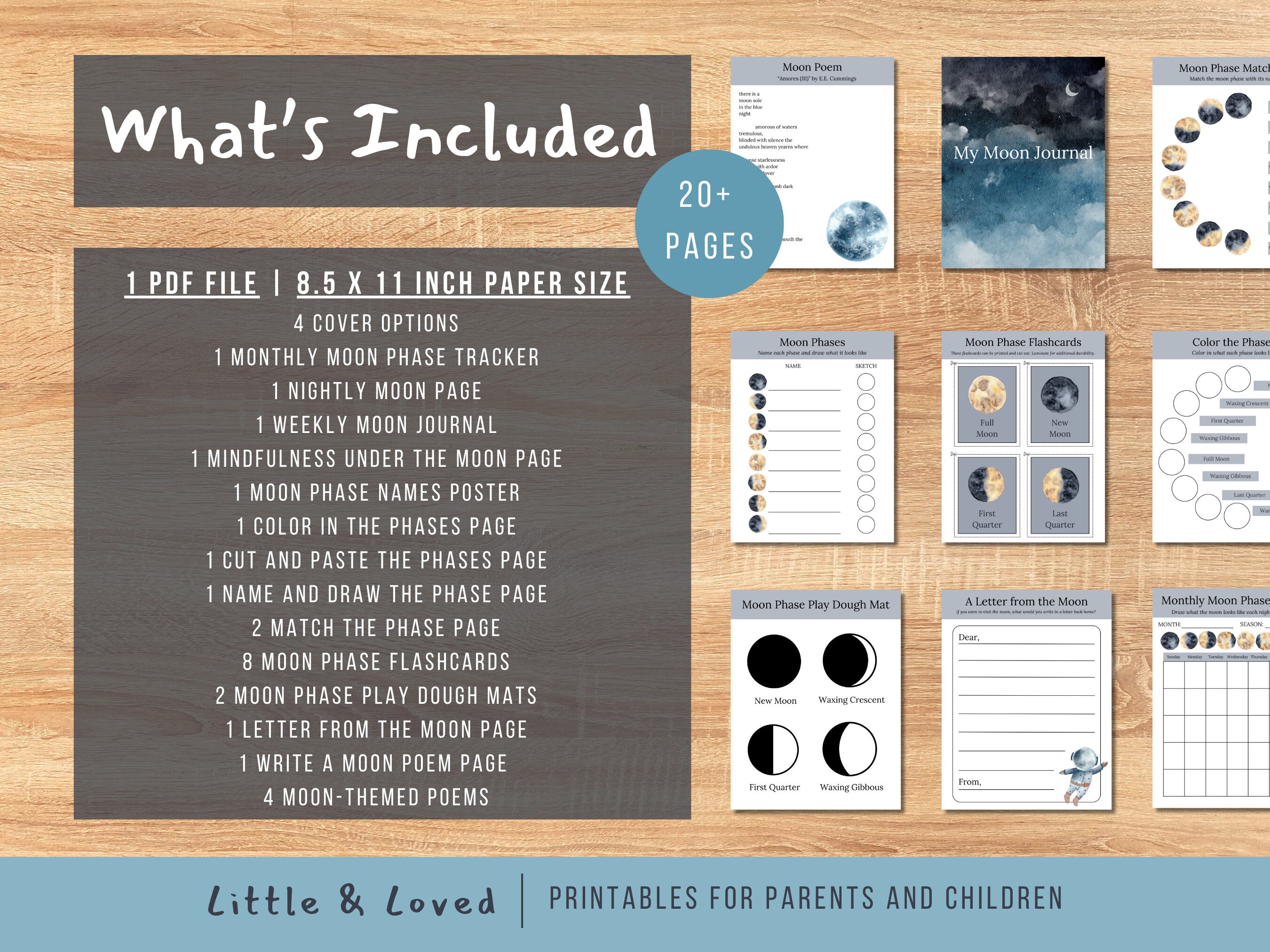 Moon Journal Pages for Kids, Homeschool Printables, Moon Phase Tracker ...