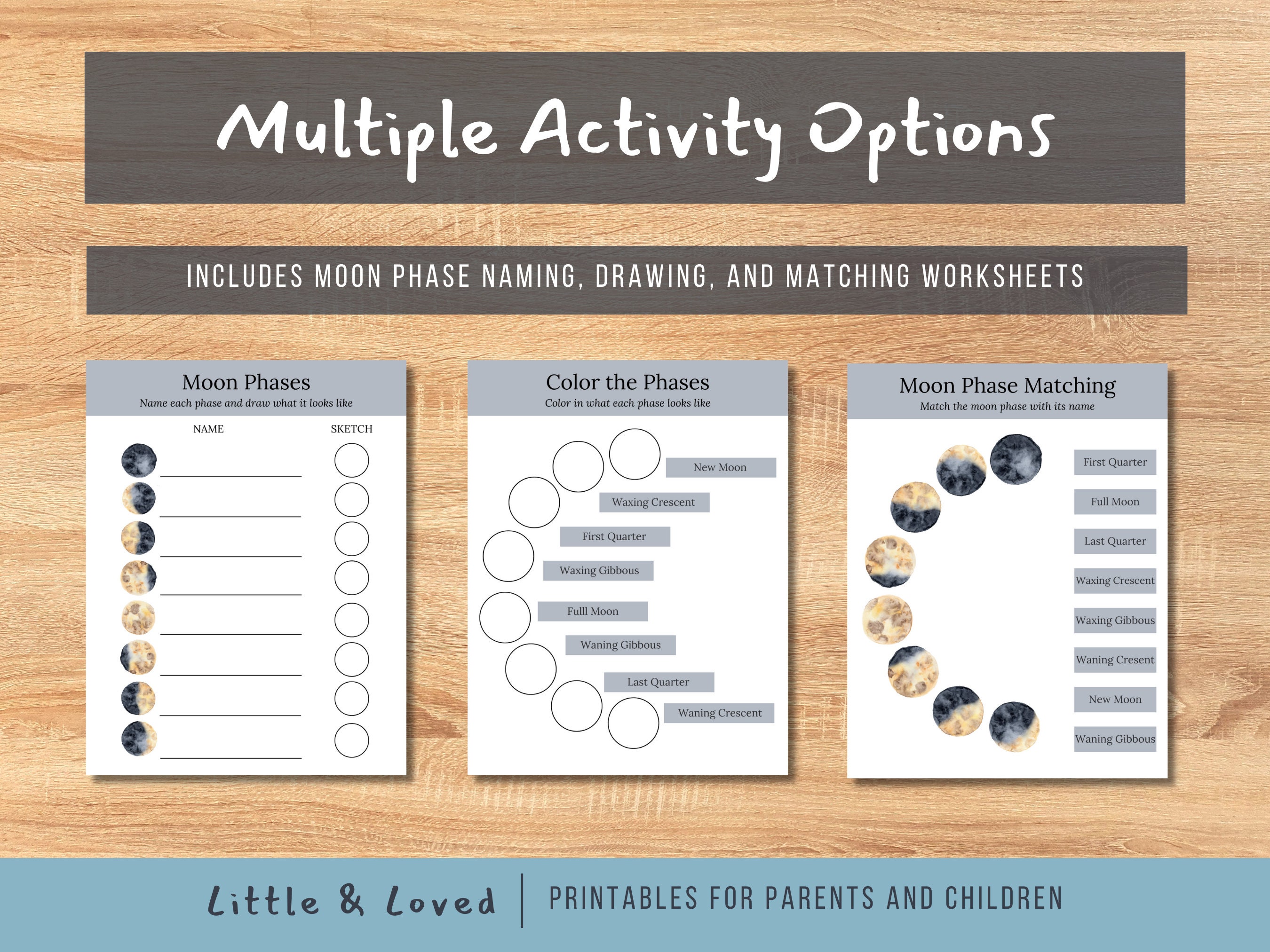 Moon Journal Pages for Kids, Homeschool Printables, Moon Phase Tracker ...