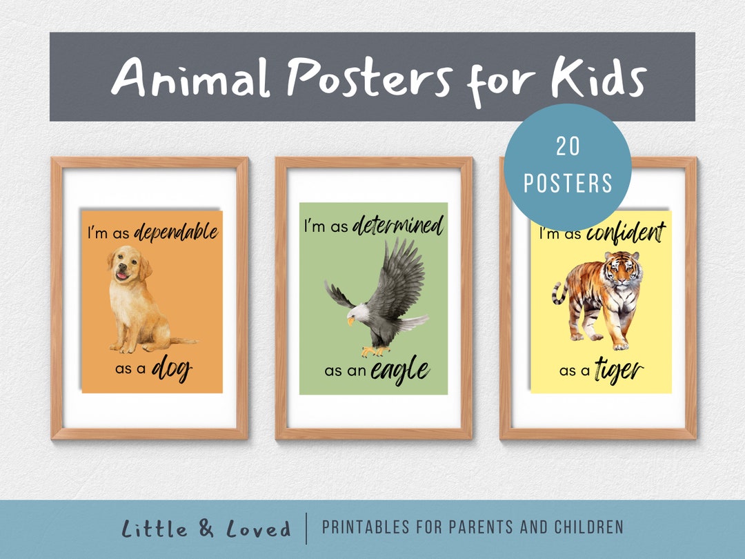 Positive Animal Posters for Kids, Classroom Animal Posters, Nursery ...