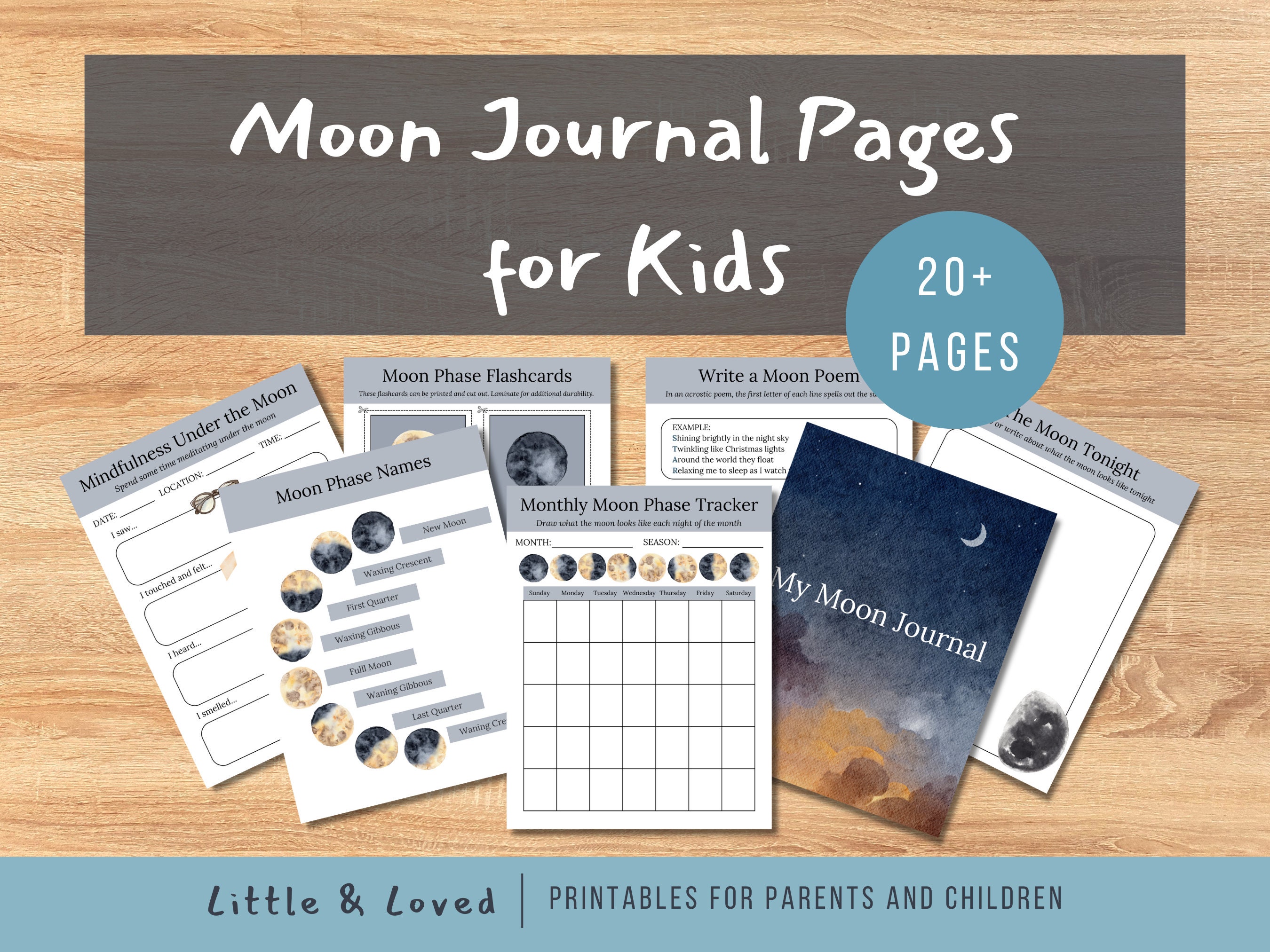 Moon Journal Pages for Kids, Homeschool Printables, Moon Phase Tracker ...