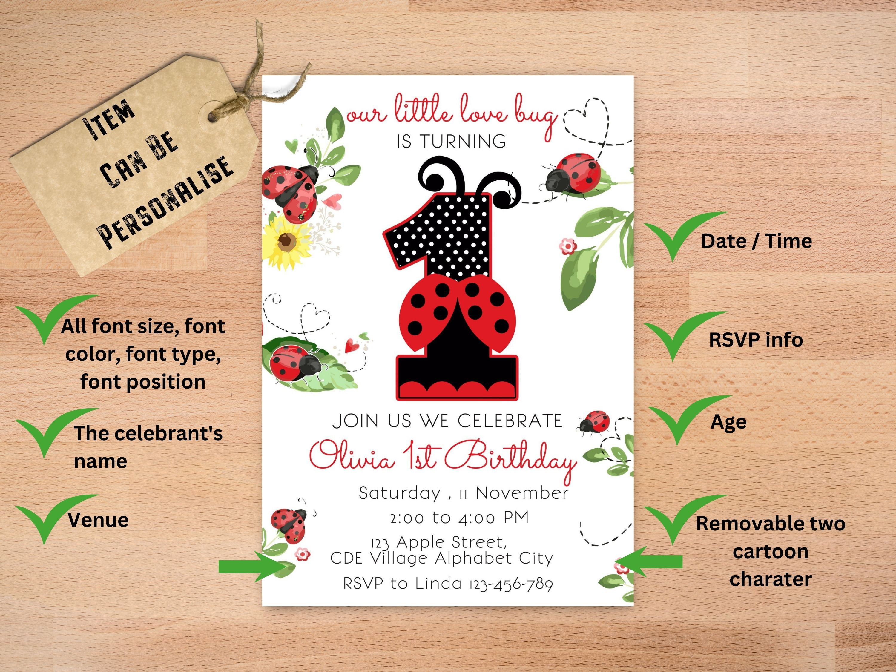 Editable Ist Birthday Invitation First Birthday Invitation - Etsy