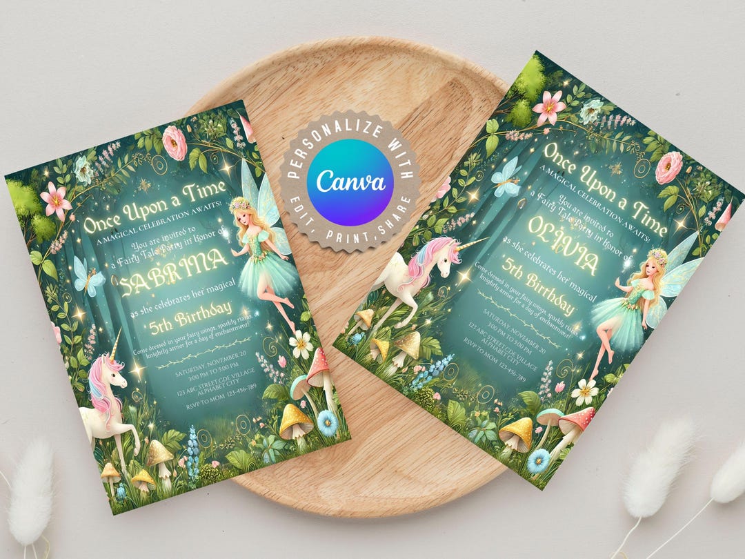 Fairy Tales Birthday Invitation Template Editable Digital Download ...