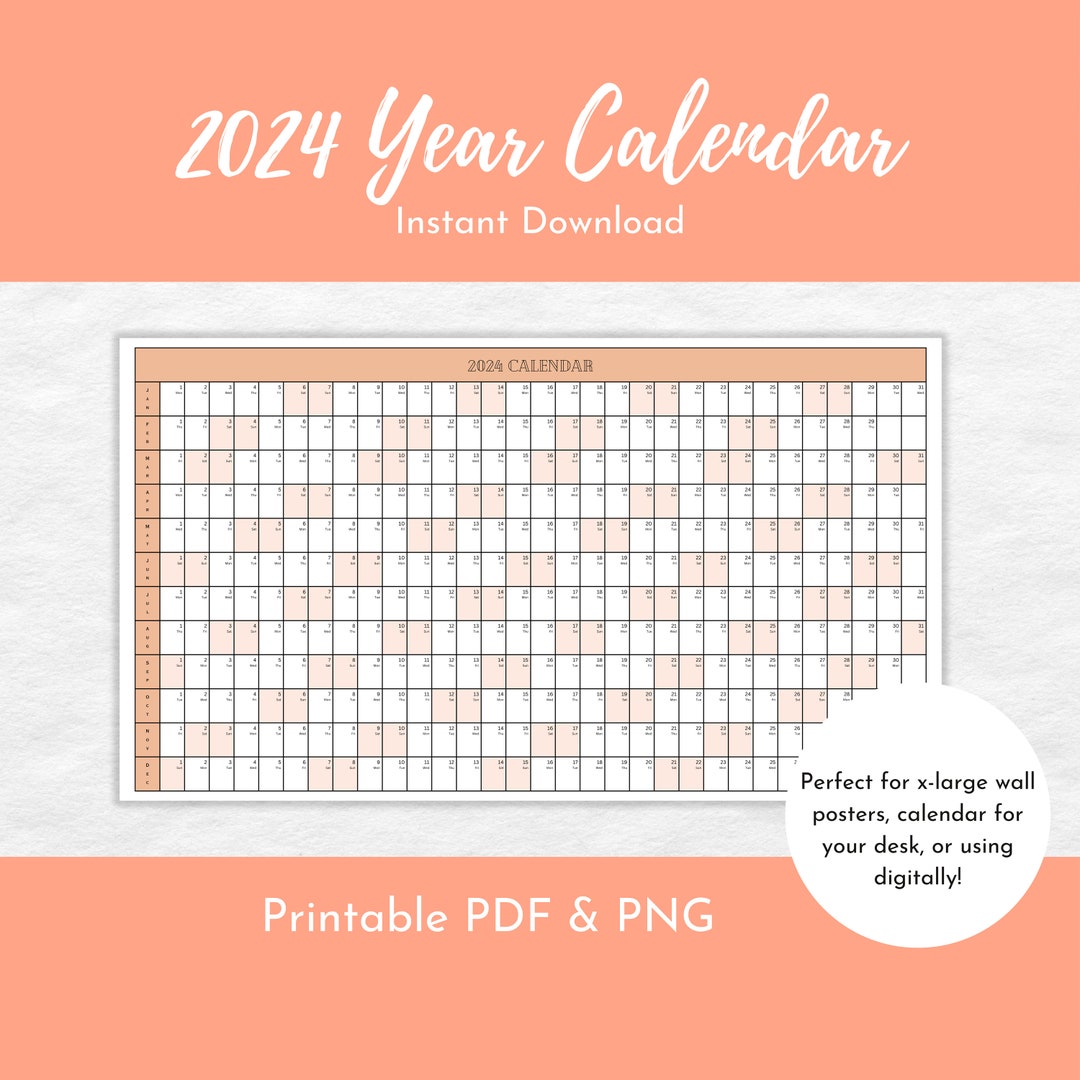 Pastel 2024 Year Wall Calendar Instant Download Calendar - Etsy