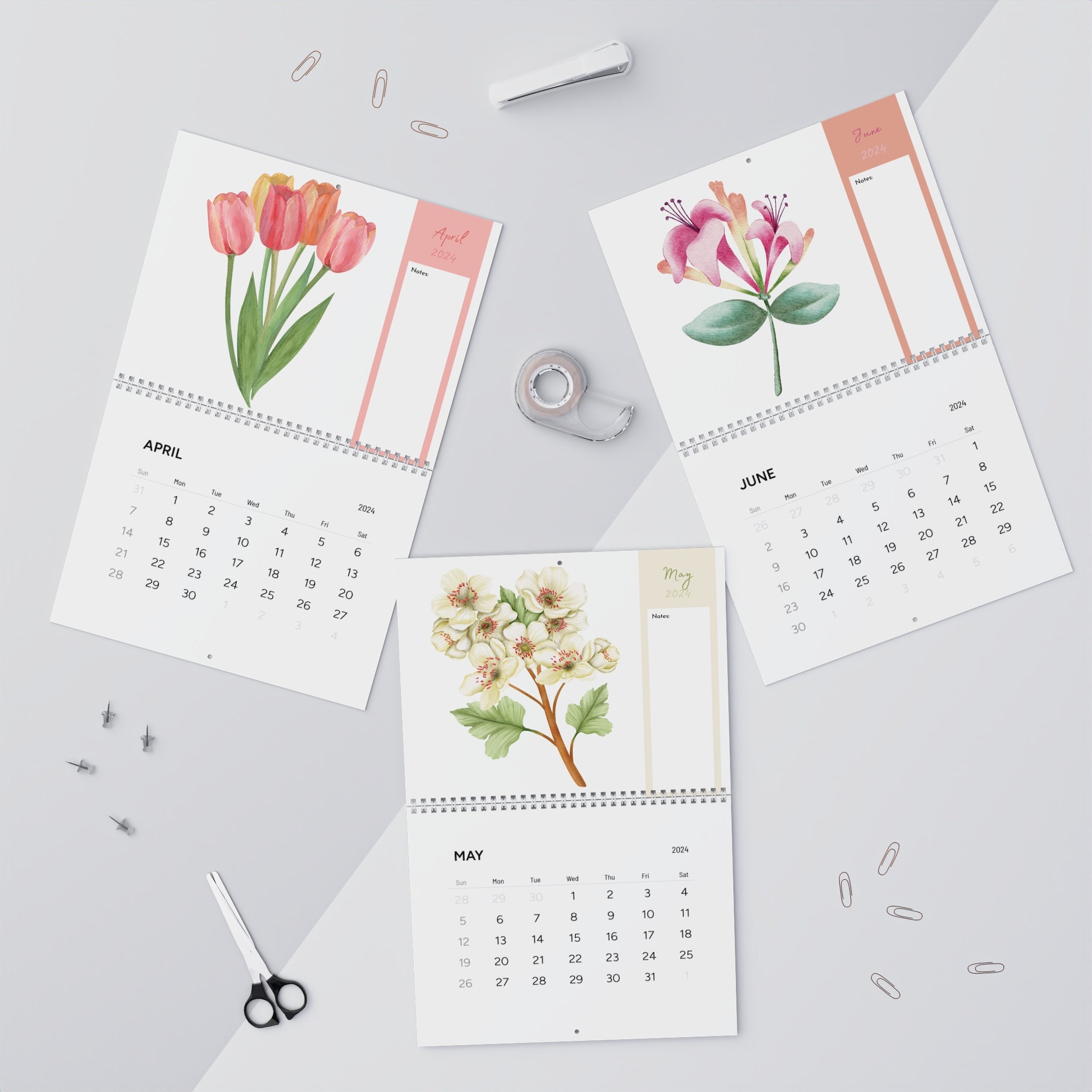 Birthflowers 2024 Wall Calendar, Monthly Calendar 2024, Flower Calendar ...