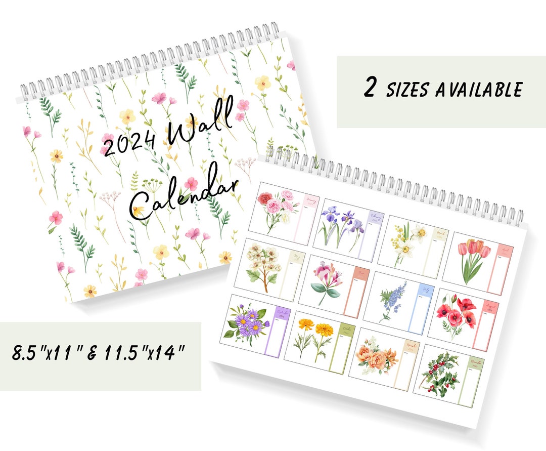 Birthflowers 2024 Wall Calendar Monthly Calendar 2024 Flower - Etsy