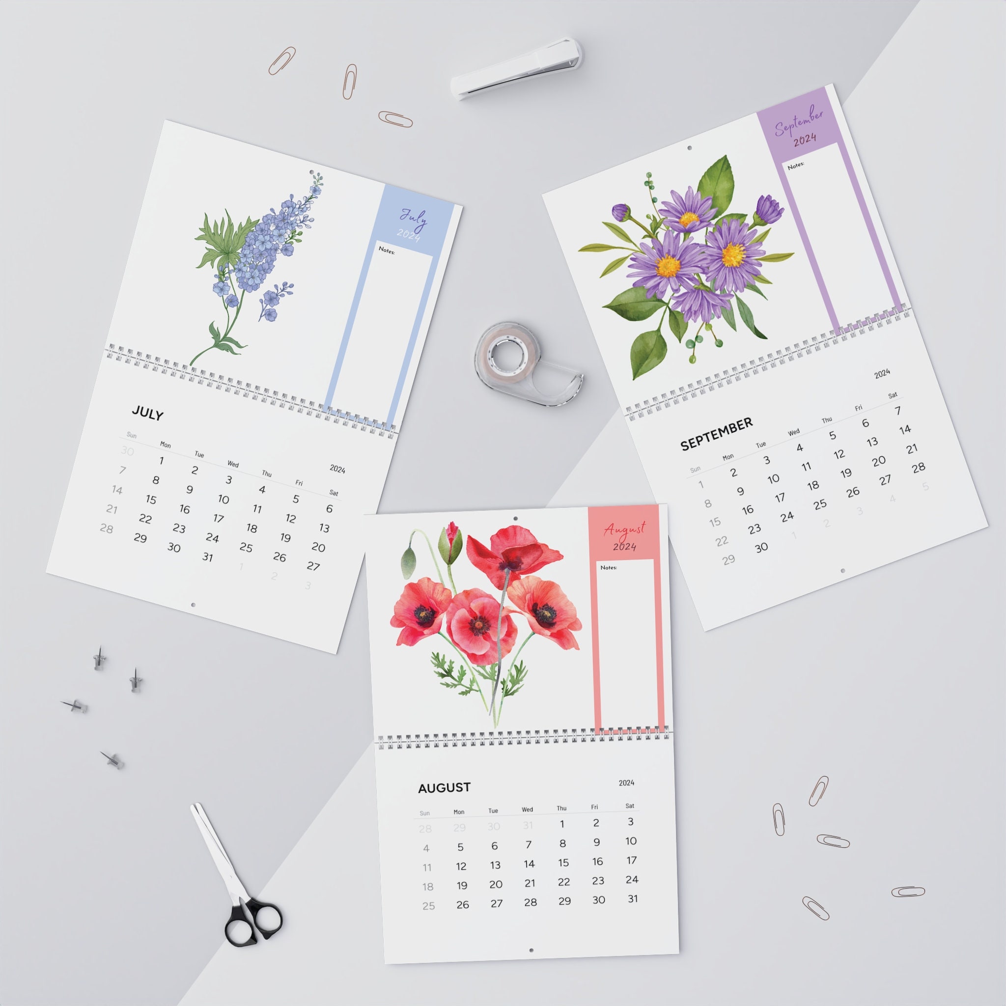 Birthflowers 2024 Wall Calendar, Monthly Calendar 2024, Flower Calendar ...