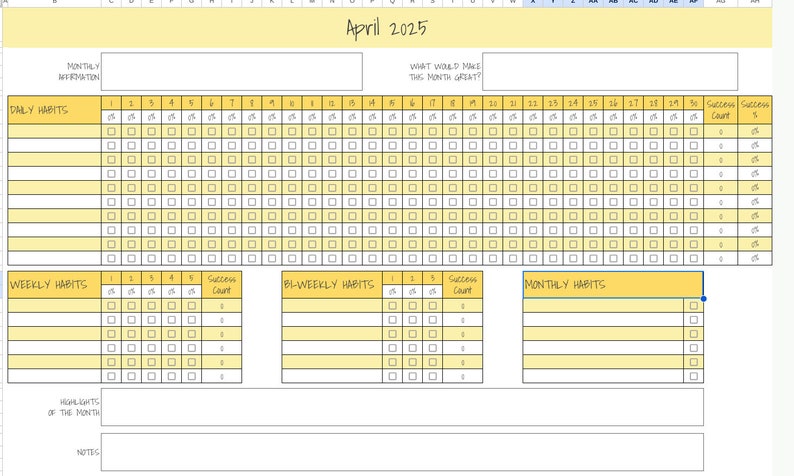2025 Editable Habit Tracker for Google Sheets Daily, Weekly, Biweekly ...