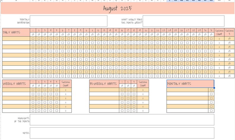 2025 Editable Habit Tracker for Google Sheets Daily, Weekly, Biweekly ...