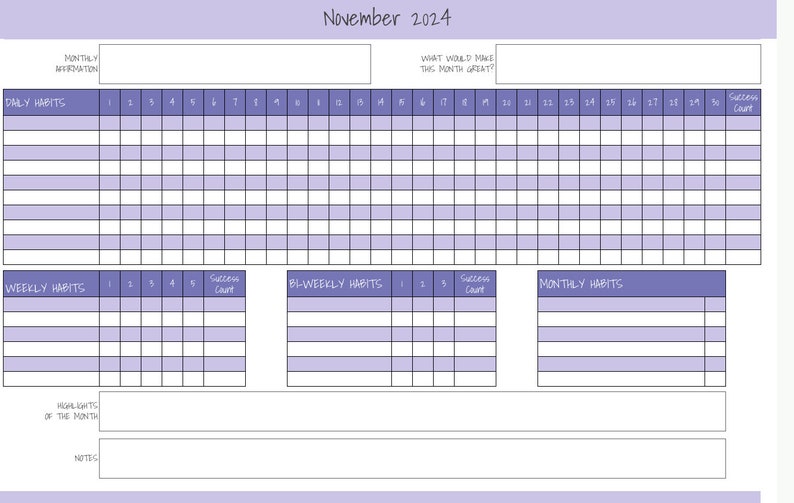 2024 Printable Habit Tracker Daily, Weekly, Bi-weekly, Monthly Tracker ...