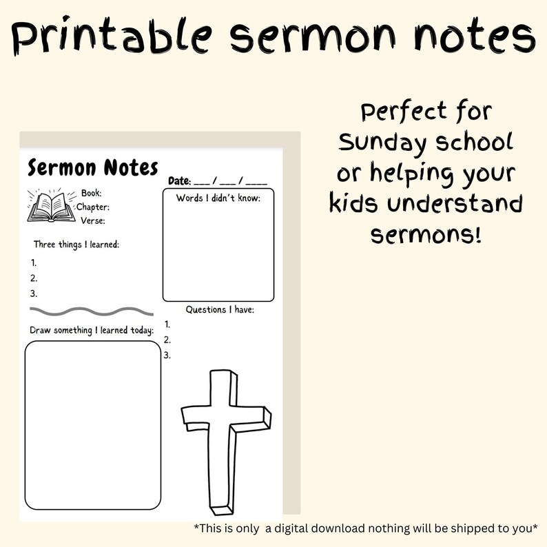 Printable Kids Sermon Notes - Etsy