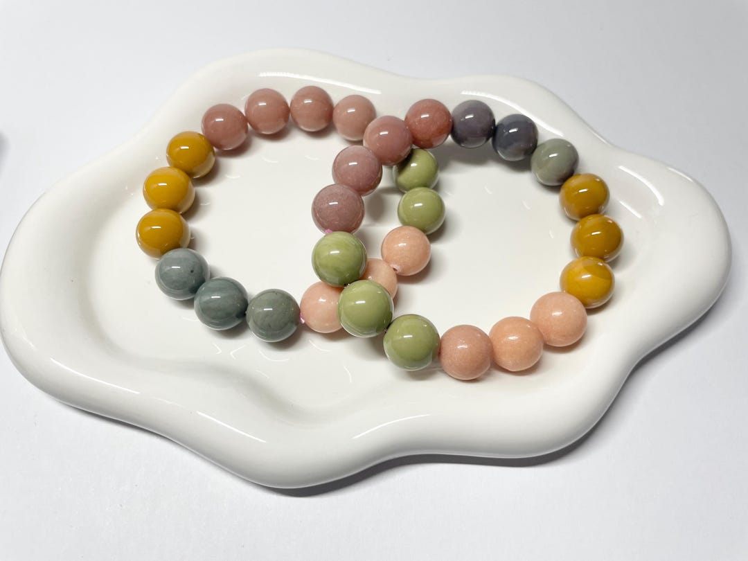 Colorful Alashan Agate, Crystal Bead Bracelet, Healing Crystals, 13mm ...