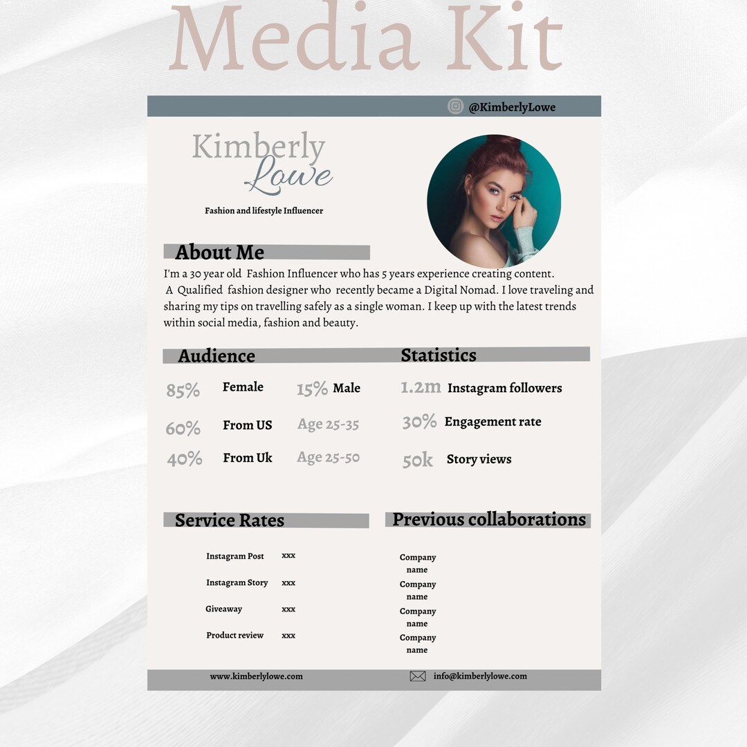 Influencer SOCIAL Media Kit Rate Card - Etsy