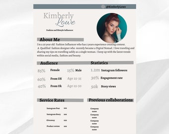 Media Kit & Rate Card Template | Influencer Tools - Etsy