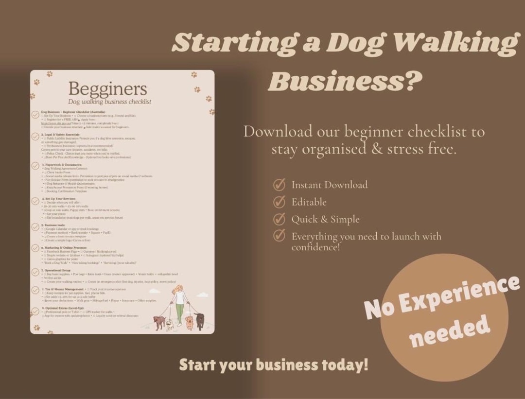 Dog Walking Business Checklist for Beginners (digital Download) - Etsy