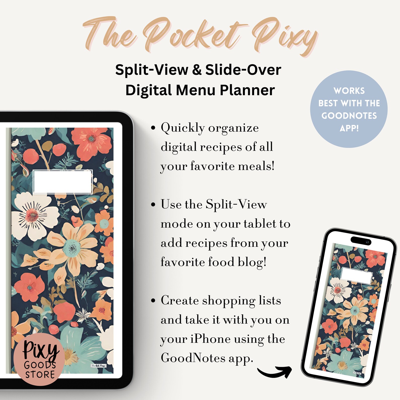 Split View & Slide Over Digital Menu Organizer Customizable Pre-cropped ...