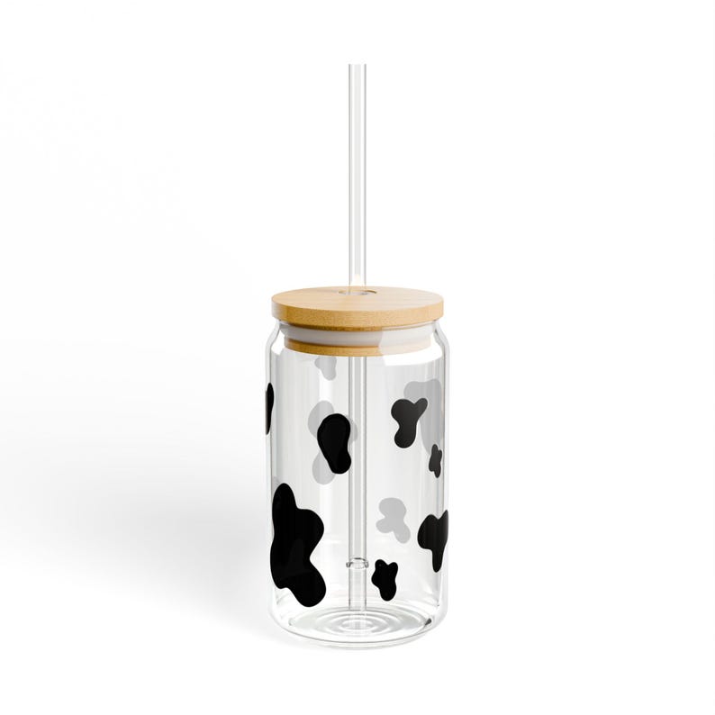 Cow Print Sipper Glass, 16oz - Etsy