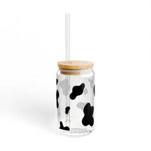 Cow Print Sipper Glass, 16oz - Etsy