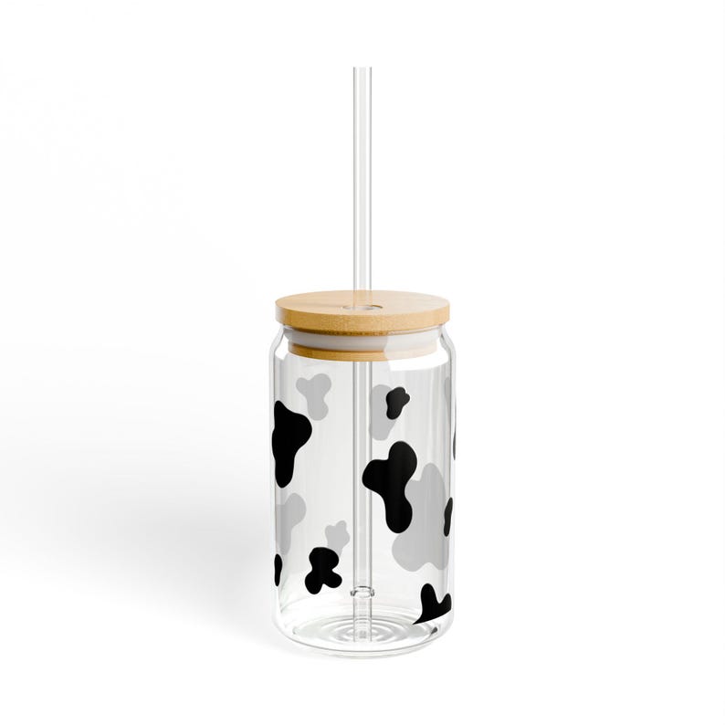 Cow Print Sipper Glass, 16oz - Etsy