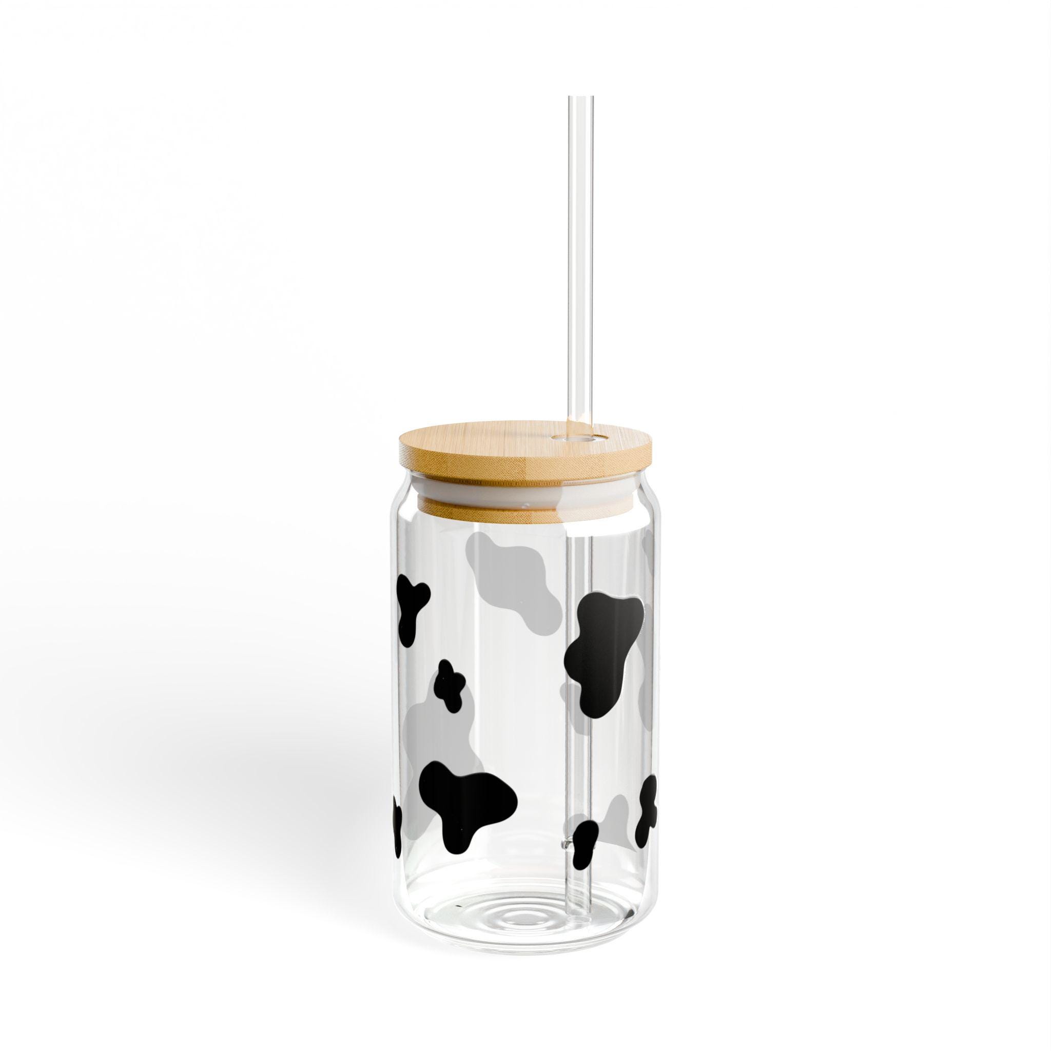 Cow Print Sipper Glass, 16oz - Etsy