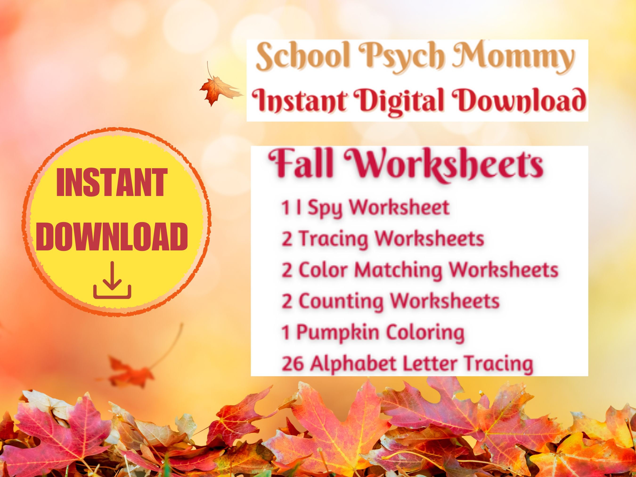 Fall Themed Worksheets for Kids, Homeschool Learning, Preschool, TK ...