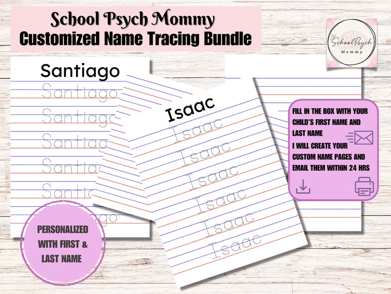 Customized Name Tracing Bundle for Handwriting Practice Lines Are in ...