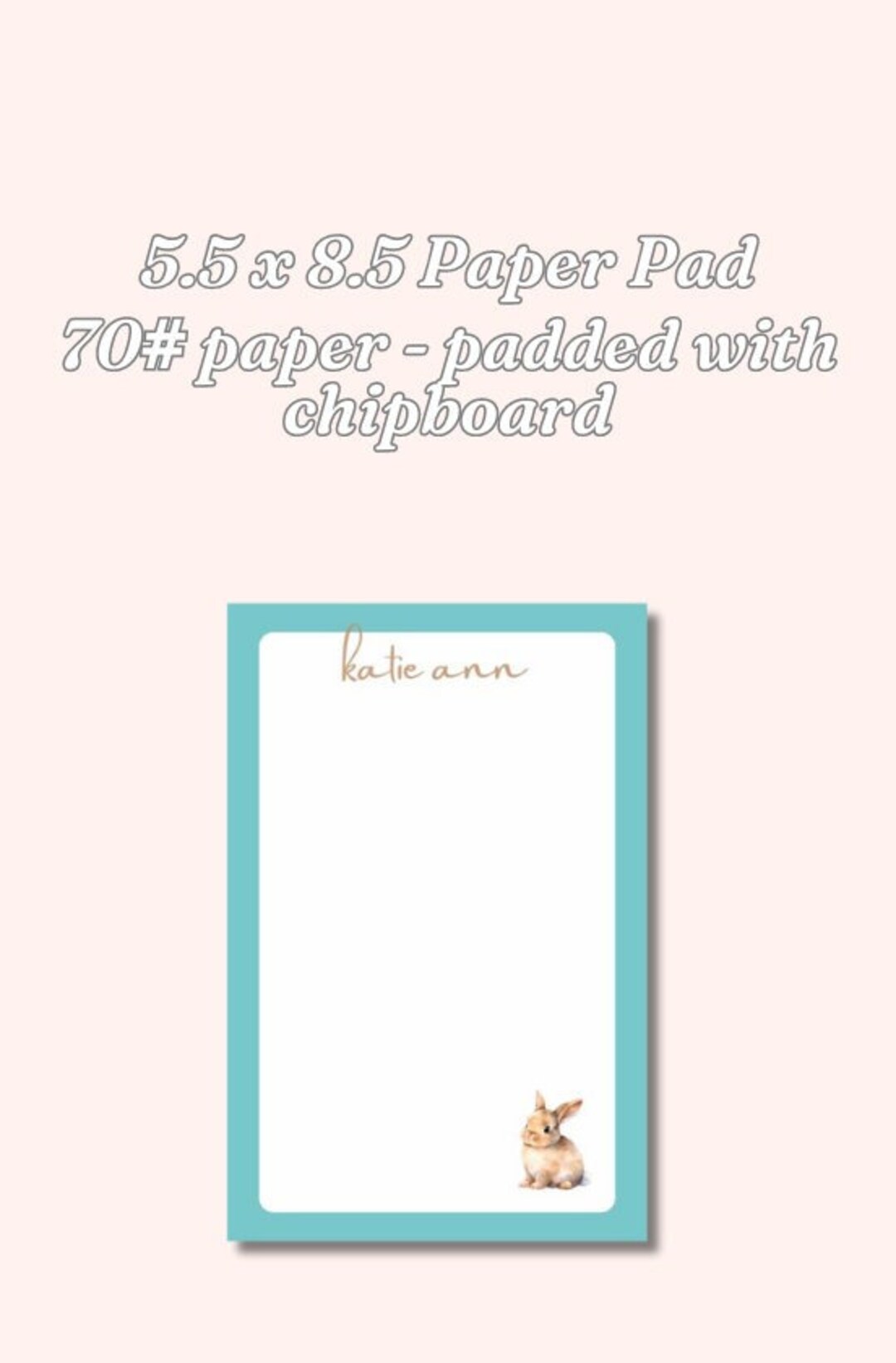 Bunny Rabbit Note Pad, Monogrammed Notepad, Personal Stationery ...