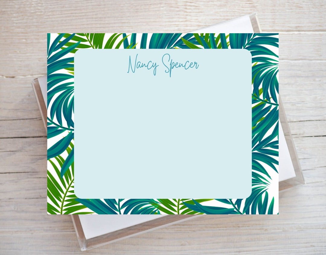 Palm Leaves Note Cards, Personal Note Card, Personalized Stationery ...