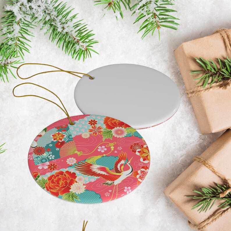 Korean Traditional Art Ornament - Crane, Flowers, Fan Motif, Historic ...