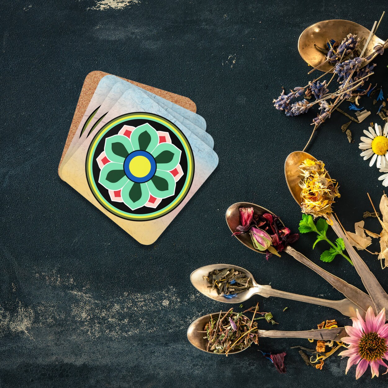 Korean Historical Art Coasters Dancheong, Traditional Korean Art Design ...