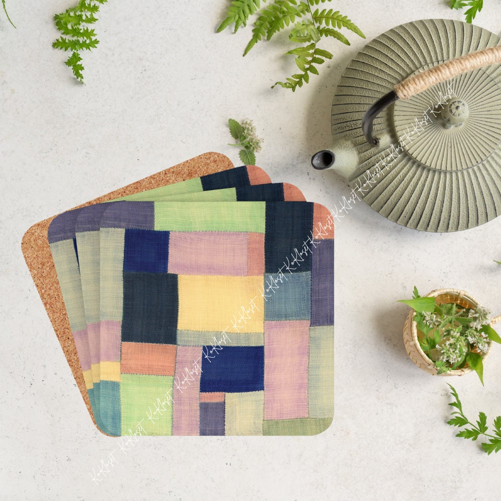 Korean Traditional Patchwork Coaster Set Korean Quilt Unique - Etsy